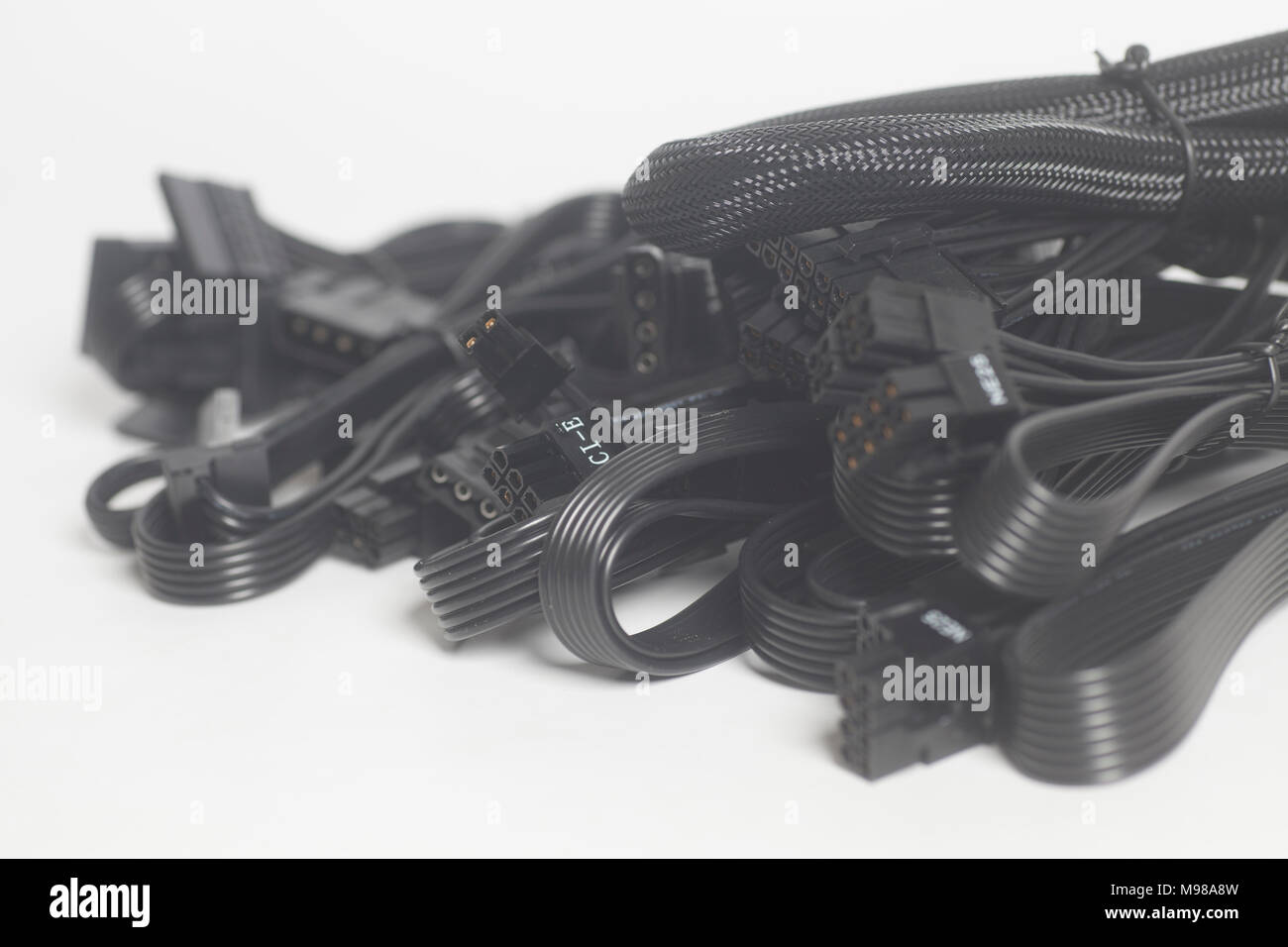 Computer Power Supply Cable on white background Stock Photo - Alamy