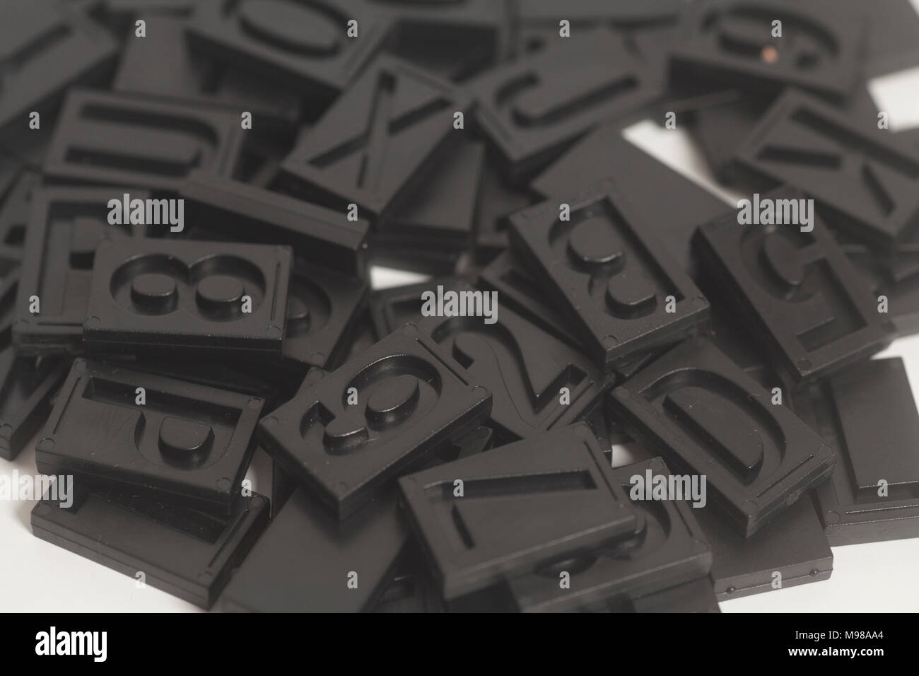 letterpress alphabet and number on a white background Stock Photo - Alamy