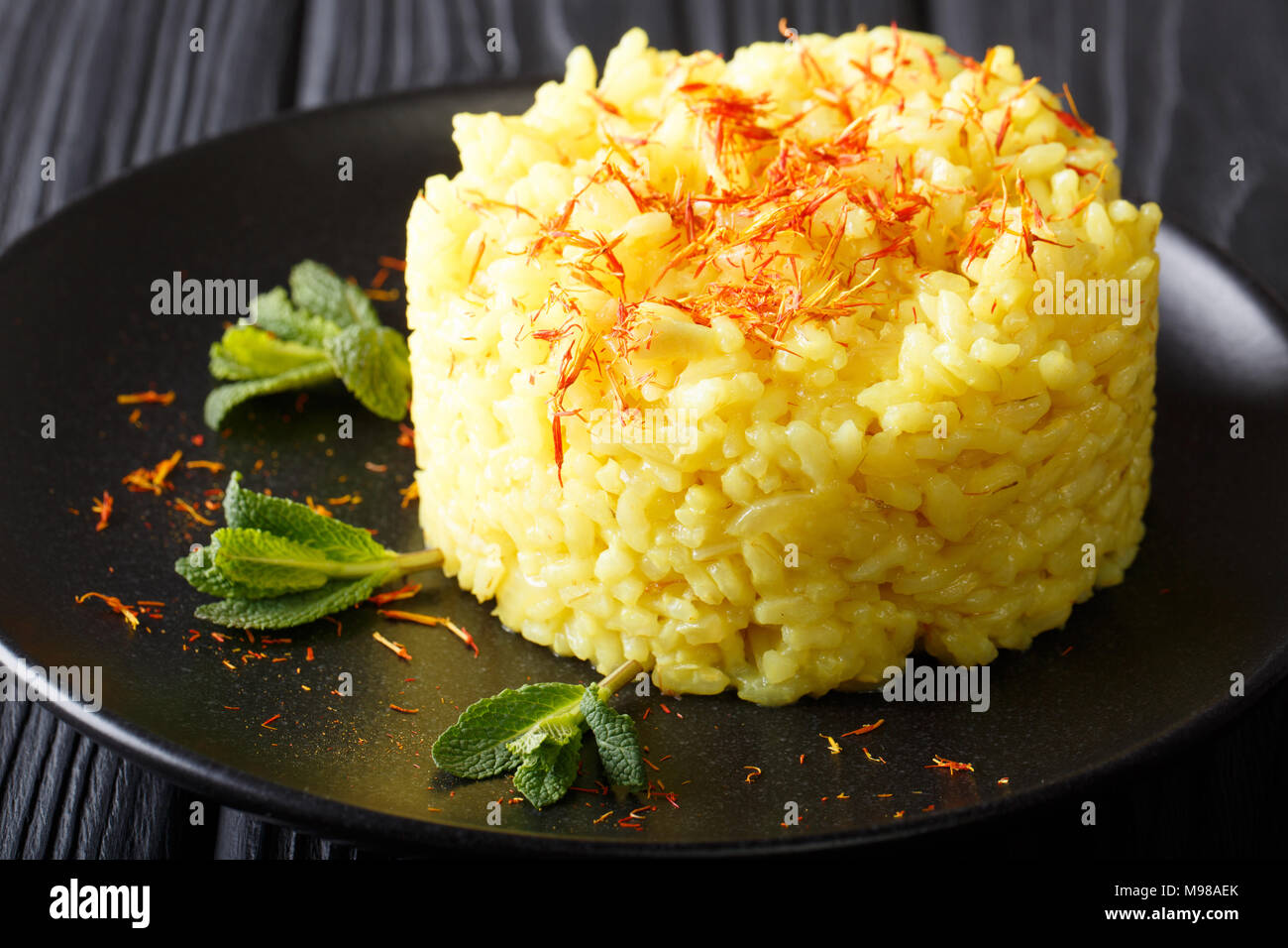Delicious Italian risotto with saffron and mint (Risotto alla milanese ...