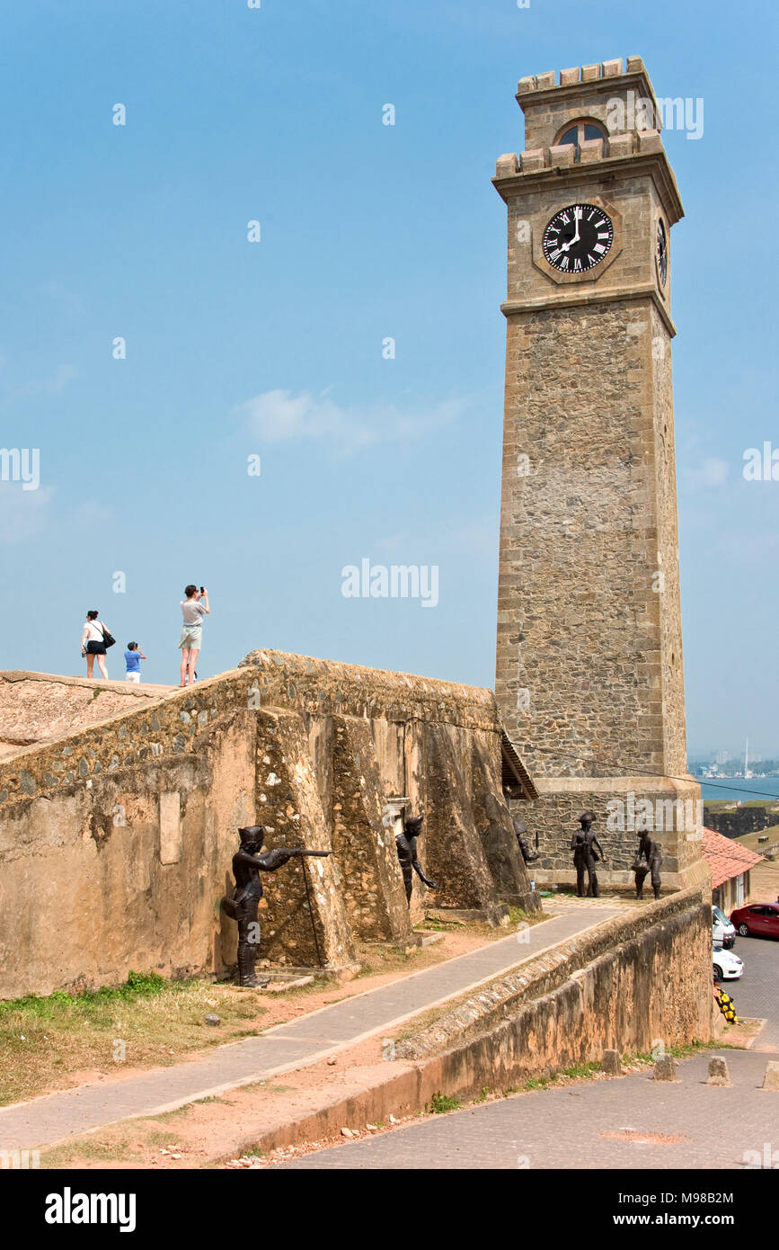 A view of part of Galle Fort in Sri Lanka with tourists wandering ...