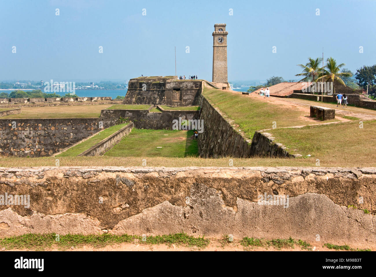 A view of part of Galle Fort in Sri Lanka with tourists wandering ...