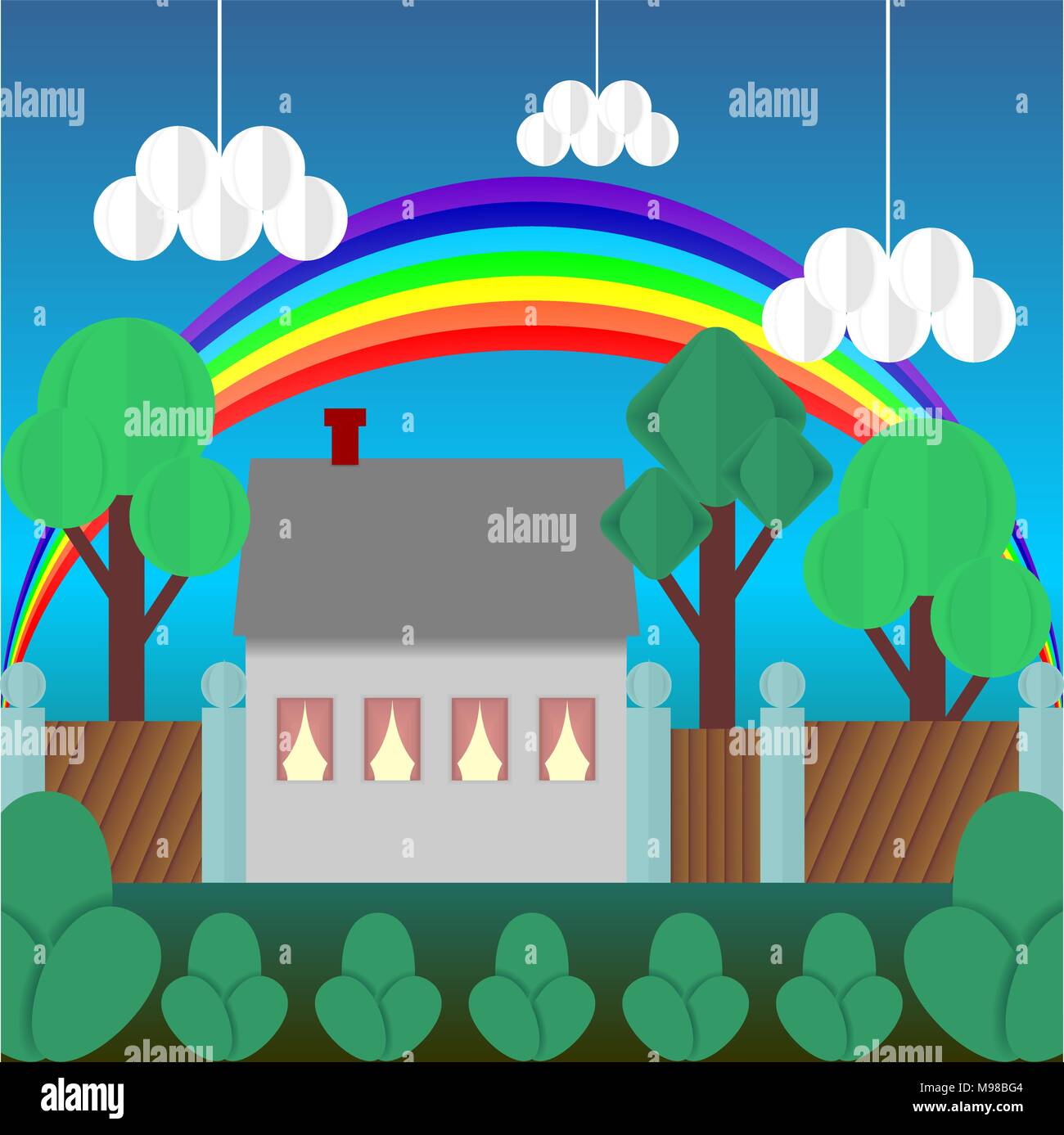 Cartoon multicolored house and rainbow Stock Vector Image & Art - Alamy