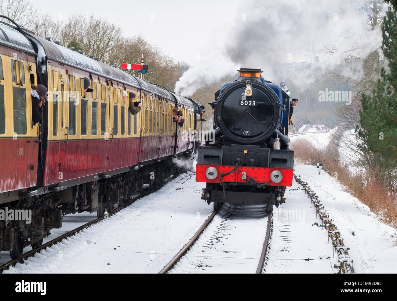 King Edward II steam locomotive pulling into Hampton Loade station on ...