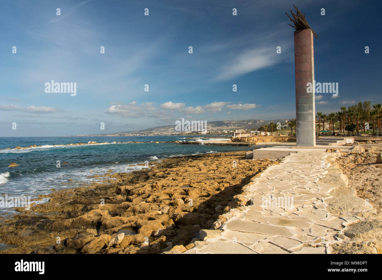 Monument and statue to Georgios Grivas in the spring sunshine of Paphos ...