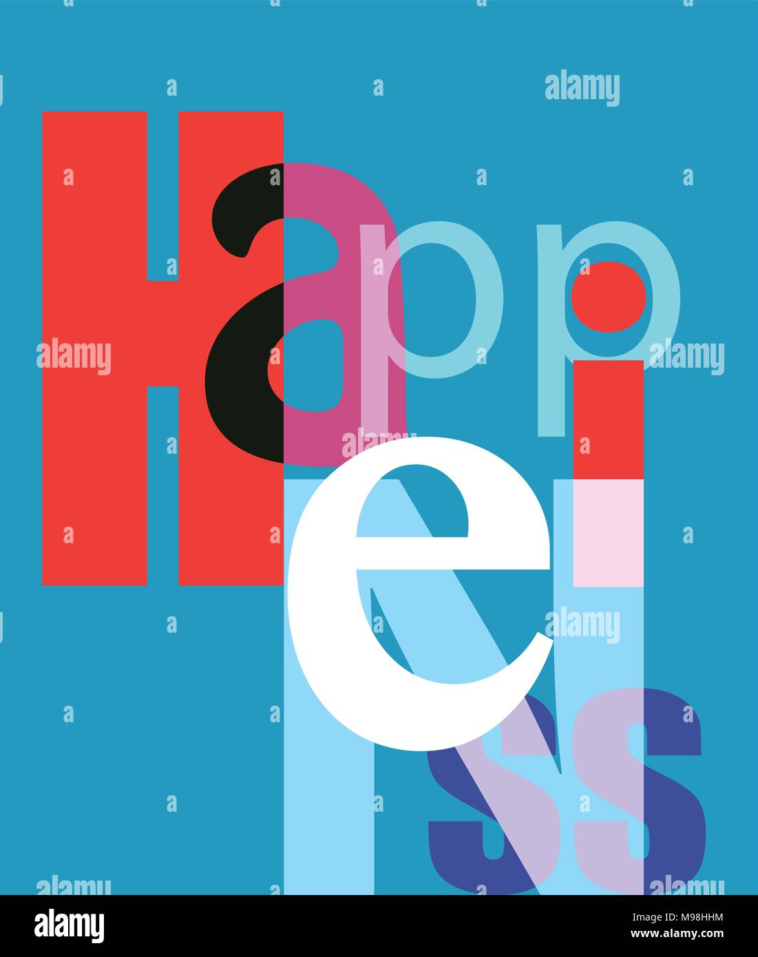 Vector design greeting card wish Happiness font composition Stock ...