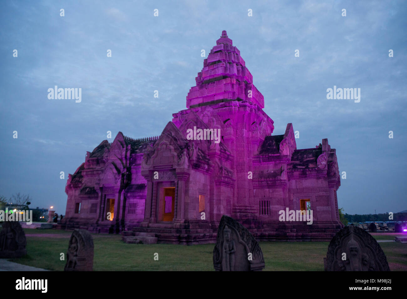 the recreated Khmer Temple of Buriram Castle in the city of Buriram in ...