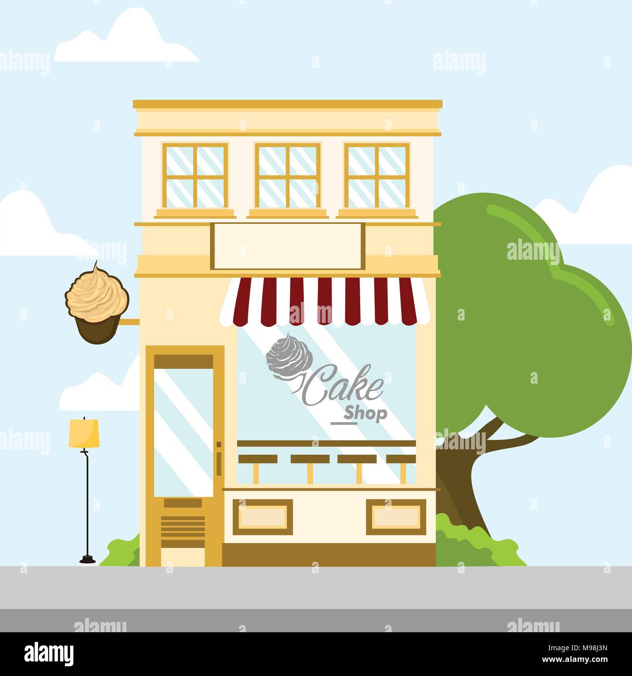 Cake Shop Store Front Building Vector Background Illustration Graphic ...