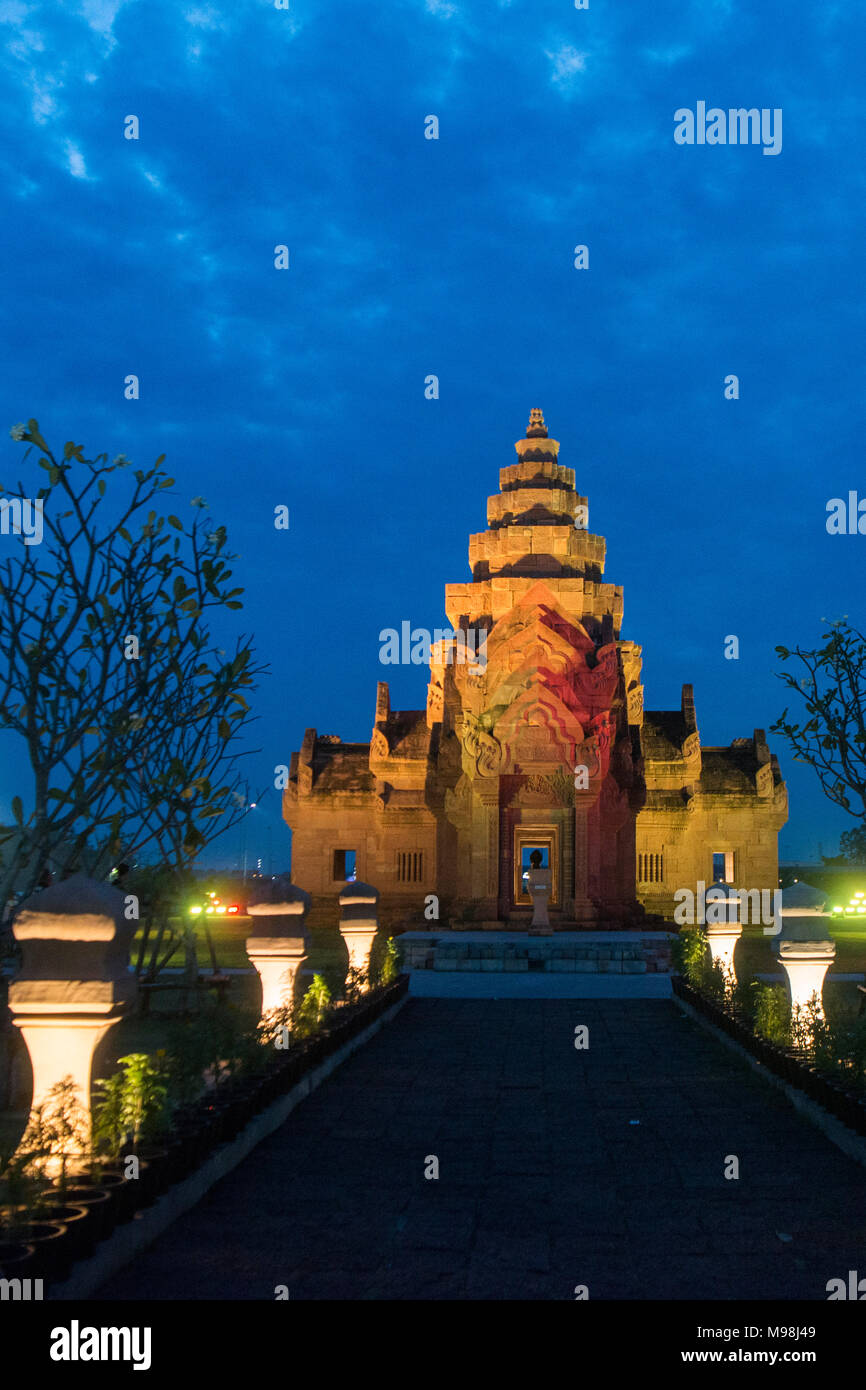 the recreated Khmer Temple of Buriram Castle in the city of Buriram in ...
