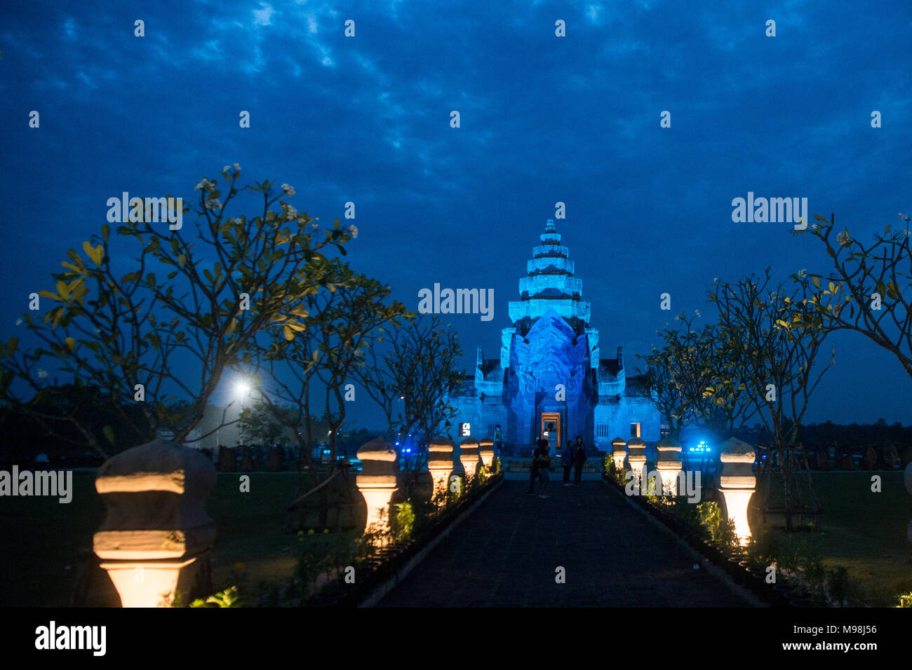 the recreated Khmer Temple of Buriram Castle in the city of Buriram in ...