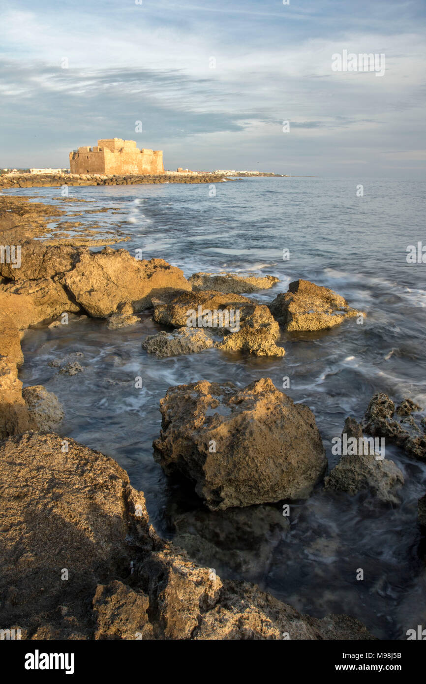 Paphos castle / fort in kato paphos harbour on the mediterranean coast ...