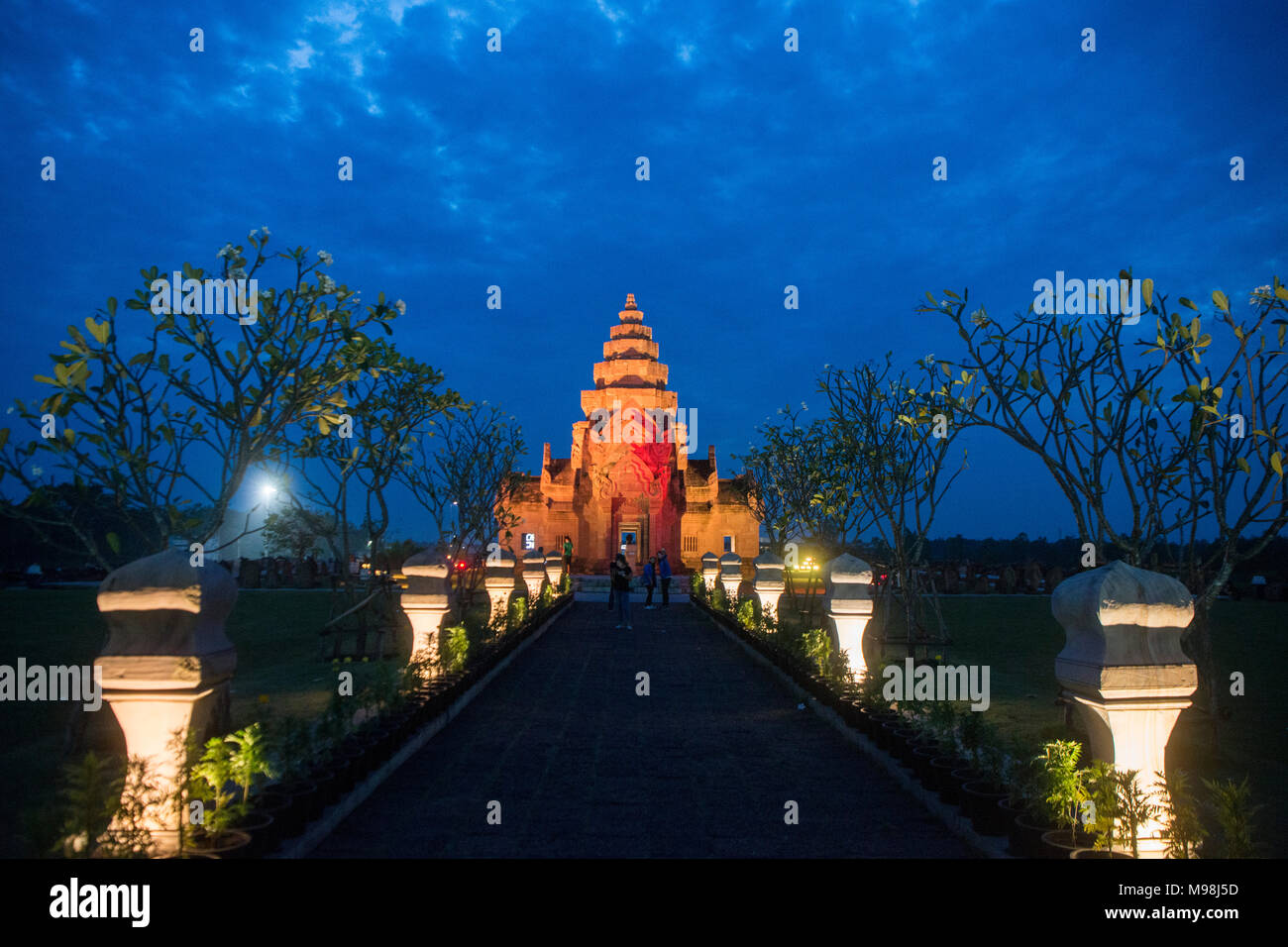 the recreated Khmer Temple of Buriram Castle in the city of Buriram in ...