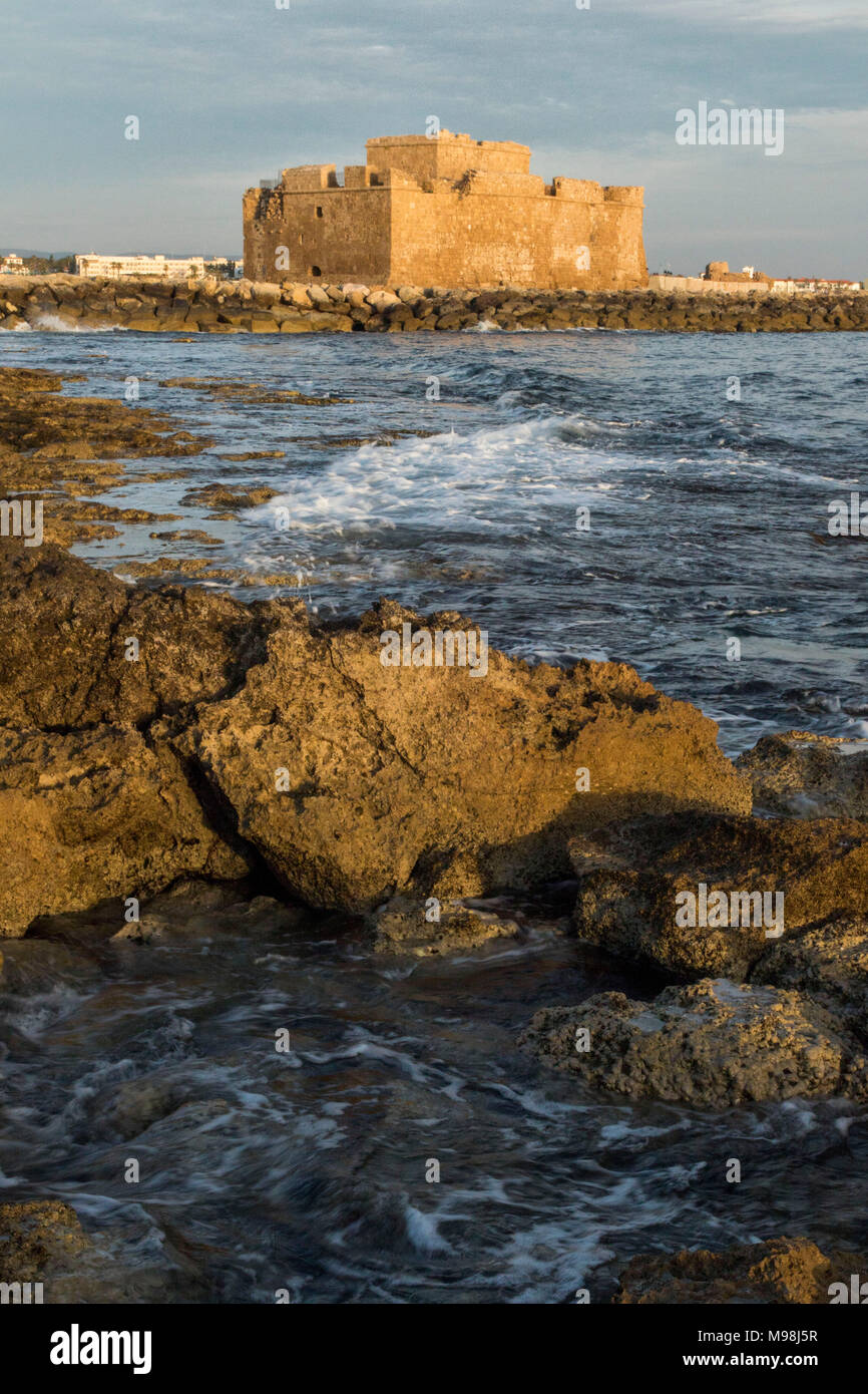 Paphos castle / fort in kato paphos harbour on the mediterranean coast ...
