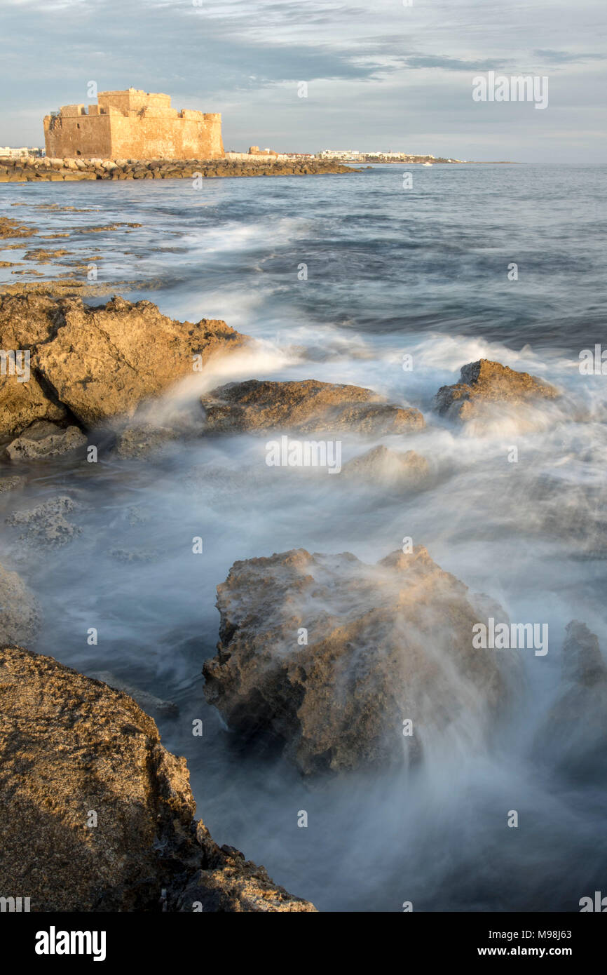 Paphos castle / fort in kato paphos harbour on the mediterranean coast ...