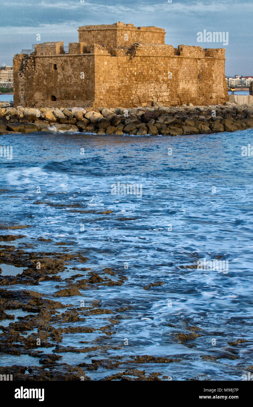 Paphos castle / fort in kato paphos harbour on the mediterranean coast ...