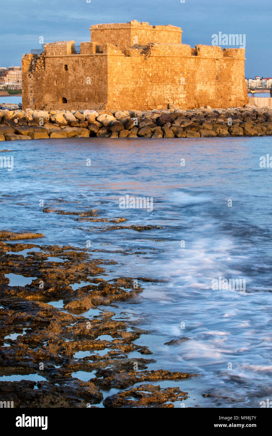 Paphos castle / fort in kato paphos harbour on the mediterranean coast ...