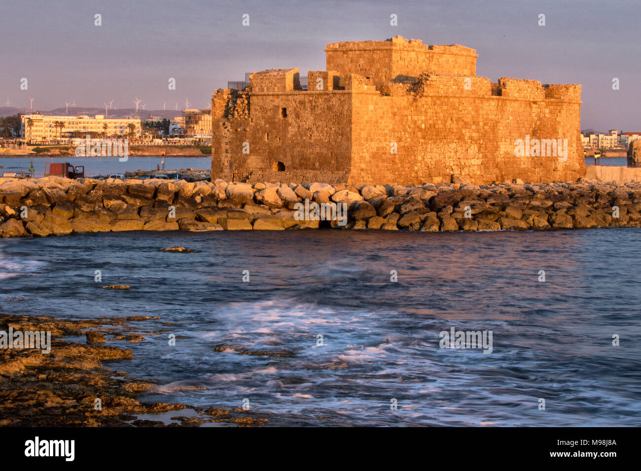 Paphos castle / fort in kato paphos harbour on the mediterranean coast ...