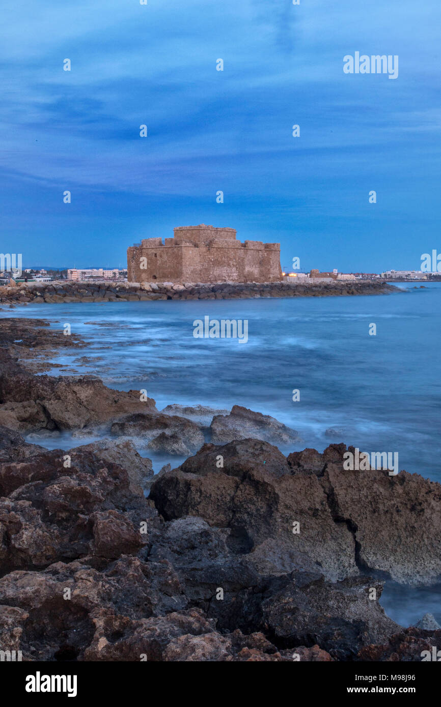 Paphos castle / fort in kato paphos harbour on the mediterranean coast ...
