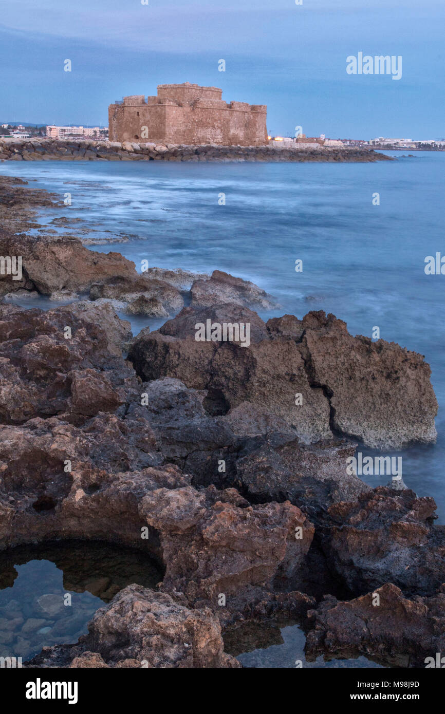 Paphos castle / fort in kato paphos harbour on the mediterranean coast ...
