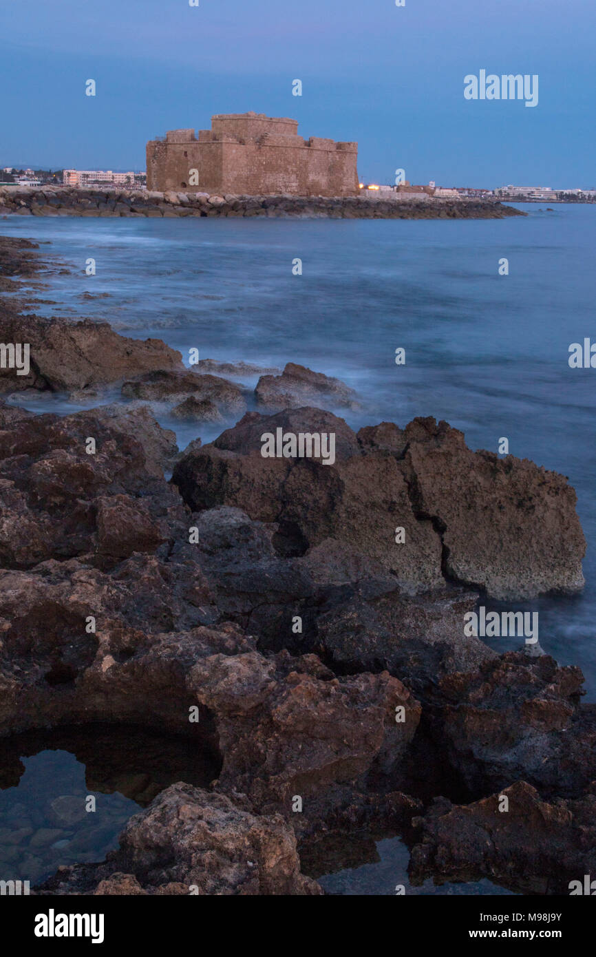 Paphos castle / fort in kato paphos harbour on the mediterranean coast ...