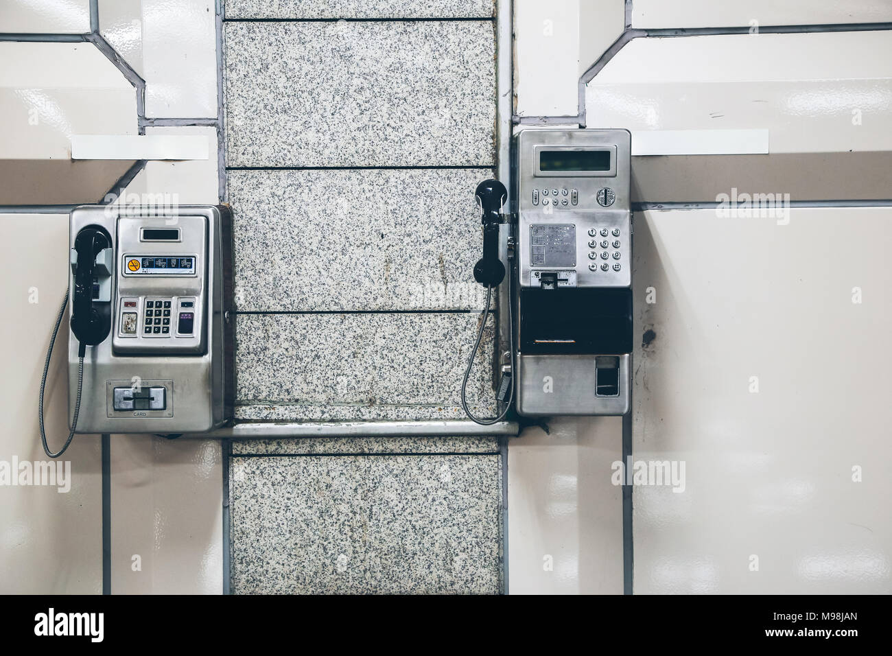 Payphones inside building in Korea Stock Photo - Alamy