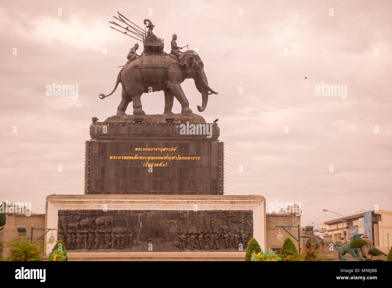 the King rama 1 monument in the city centre of Buriram in the province ...