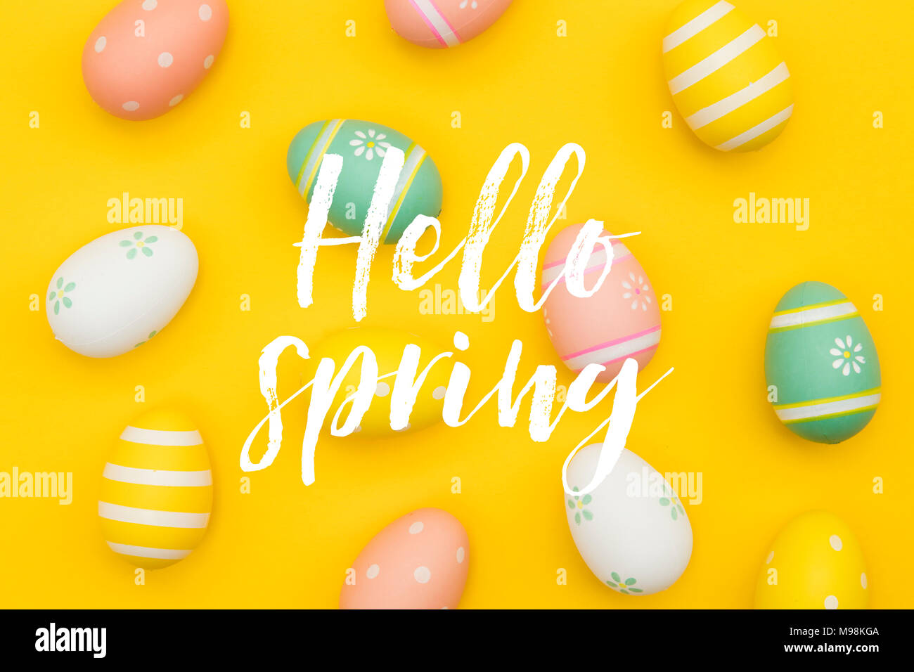 Colourful easter eggs with a handwritten easter message Stock Photo - Alamy