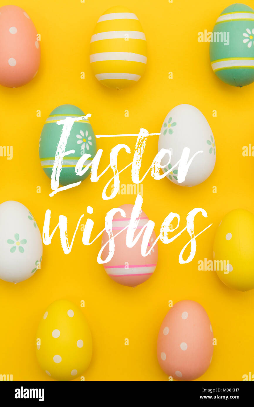 Colourful easter eggs with a handwritten easter message Stock Photo - Alamy