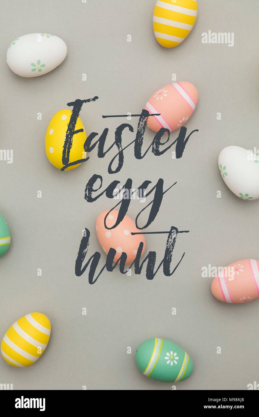 Colourful easter eggs with a handwritten easter message Stock Photo - Alamy