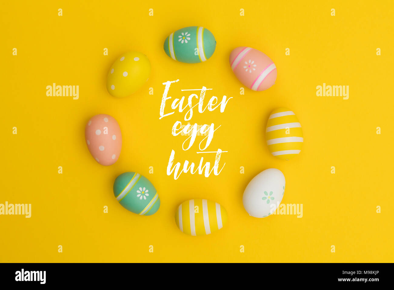 Colourful easter eggs with a handwritten easter message Stock Photo - Alamy