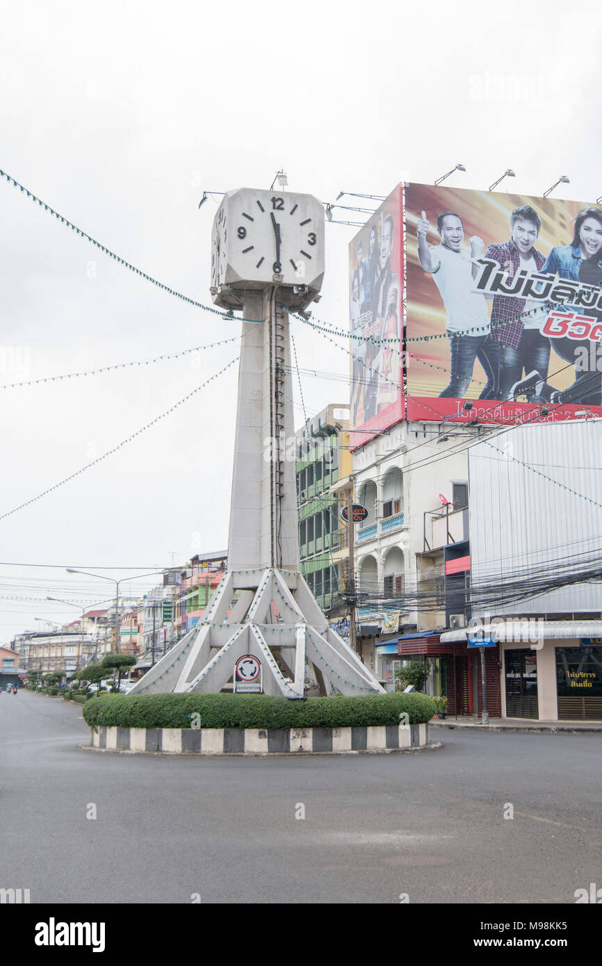 the clock tower in the city centre of Buriram in the province of Buri ...