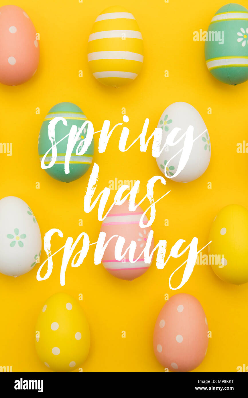 Colourful easter eggs with a handwritten easter message Stock Photo - Alamy