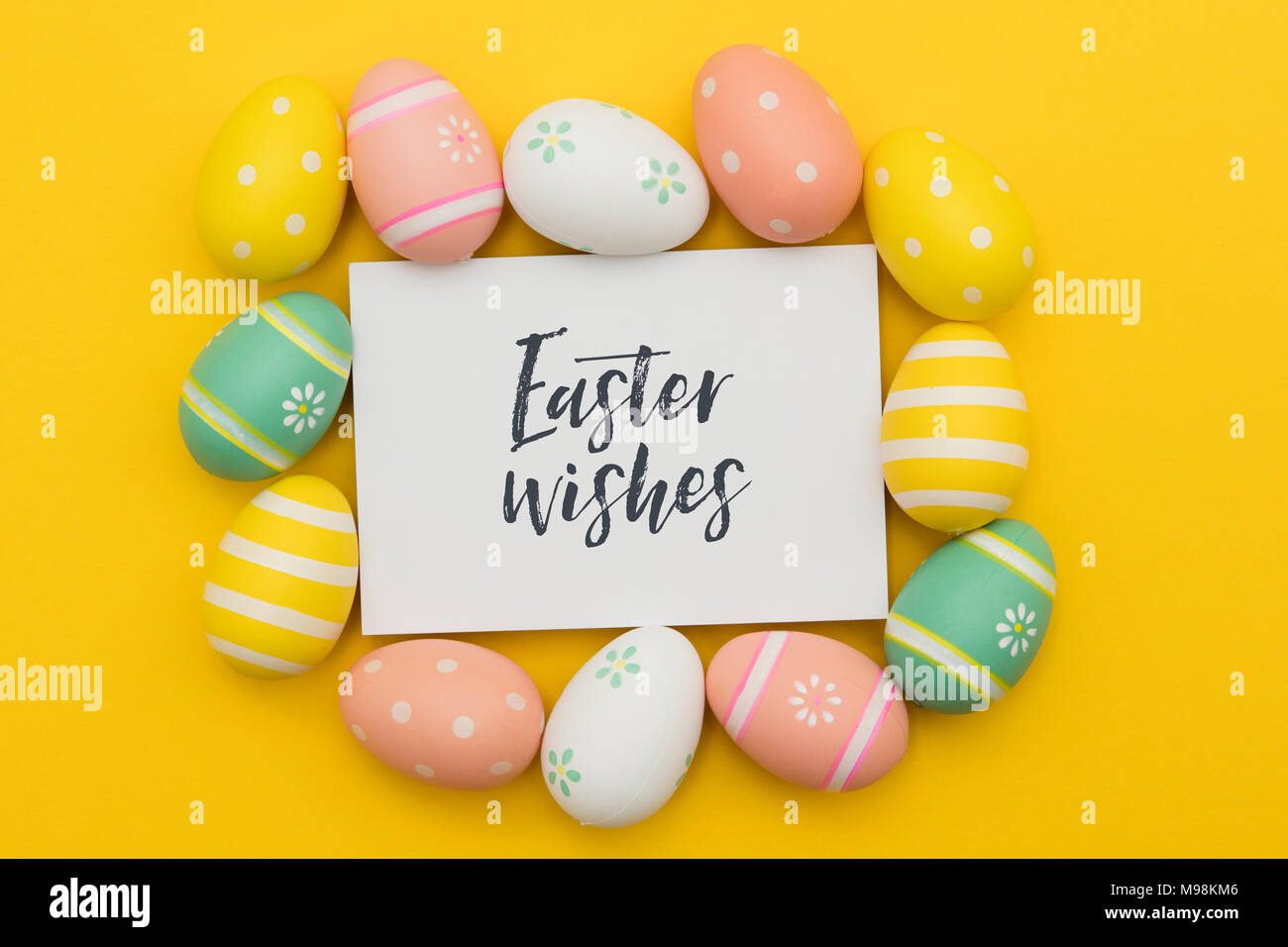 Colourful easter eggs with a handwritten easter message Stock Photo - Alamy