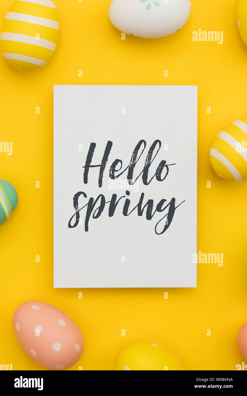 Colourful easter eggs with a handwritten easter message Stock Photo - Alamy