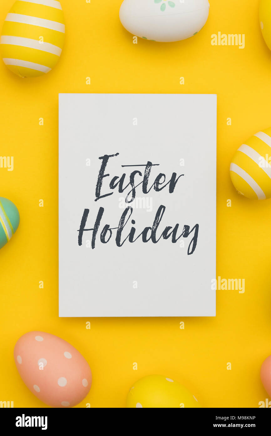 Colourful easter eggs with a handwritten easter message Stock Photo - Alamy