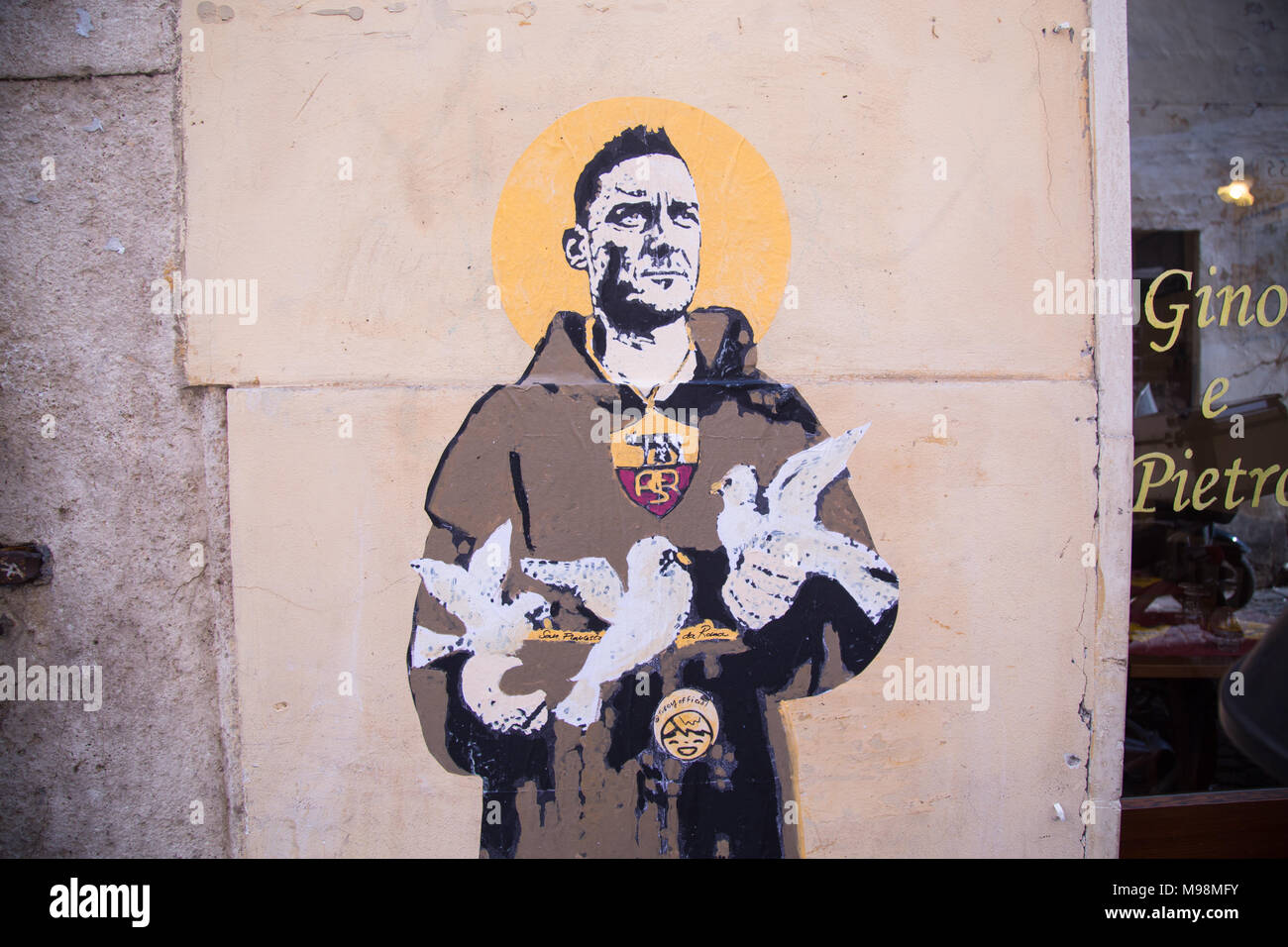 Roma, Italy. 23rd Mar, 2018. Murals with former AS Roma captain ...