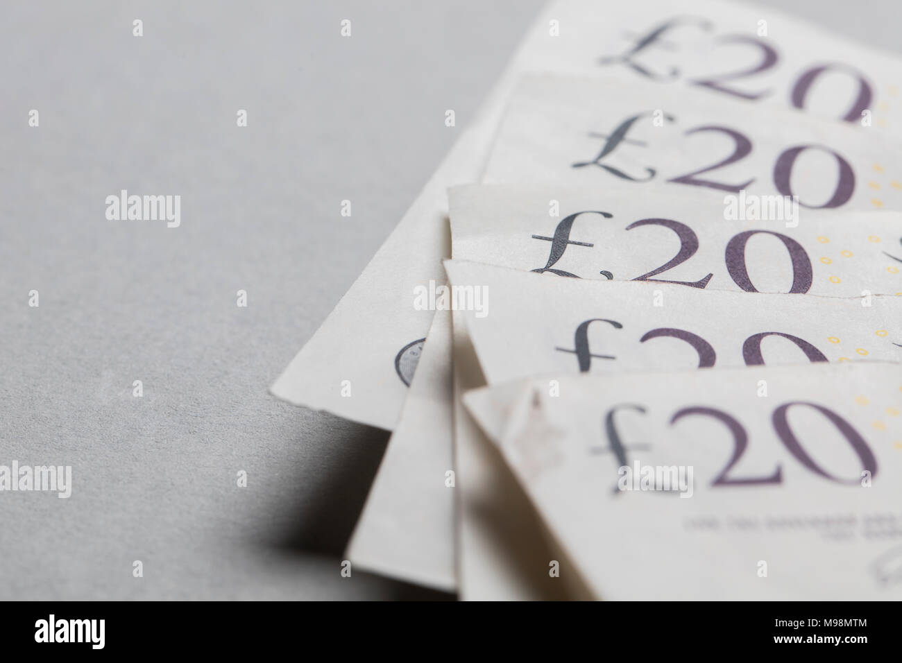 A collection of british sterling twenty pound notes Stock Photo - Alamy