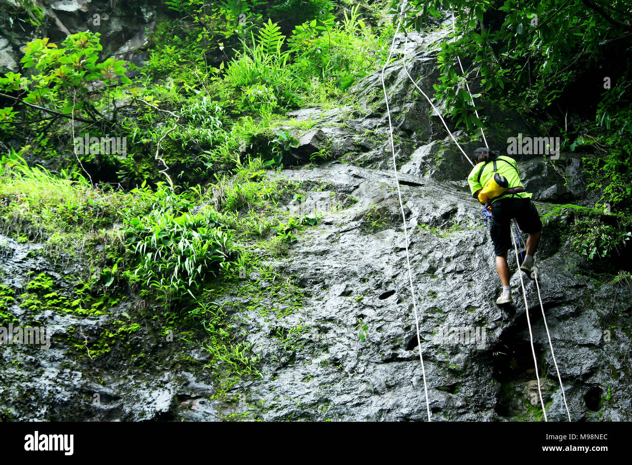 Abseiling adventure activity in thailand Stock Photo - Alamy