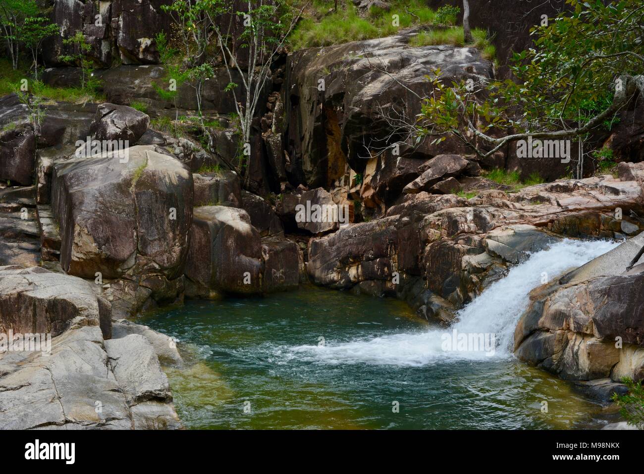 Waterfalls and cascades at the rockslides at big Crystal Creek QLD 4816 ...