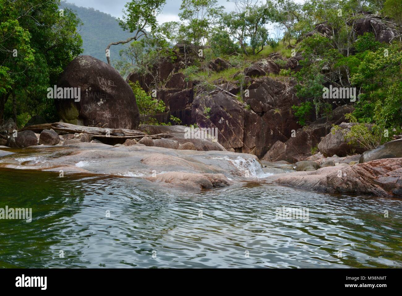 Waterfalls and cascades at the rockslides at big Crystal Creek QLD 4816 ...