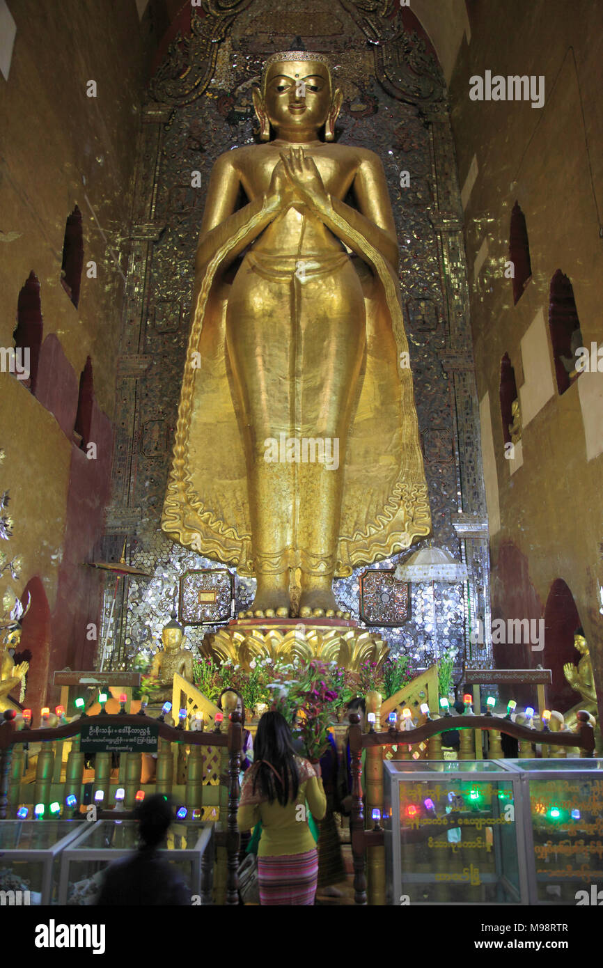 Myanmar, Burma, Bagan, Ananda Temple, Buddha statue Stock Photo - Alamy