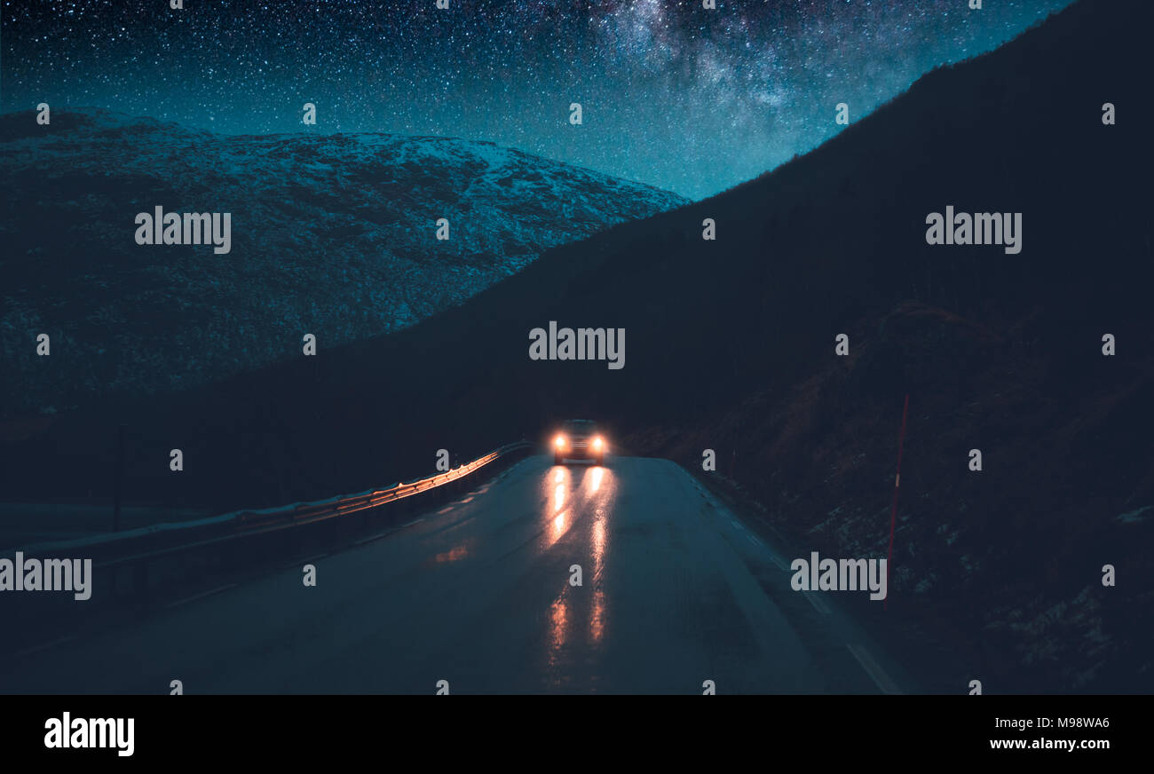 Norway adventures, night road trip under the stars, traveling in the ...