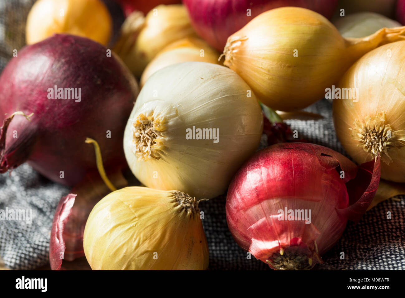 Raw Organic Assorted Pearl Onions Ready to Cut Stock Photo - Alamy