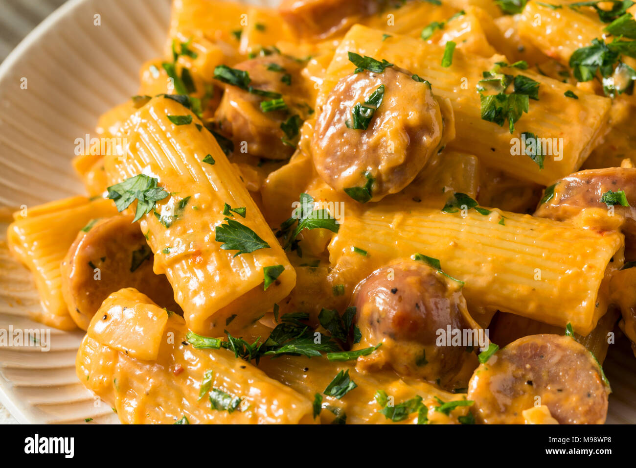 Homemade Sausage and Fennel Rigatoni with Cream Sauce Stock Photo - Alamy