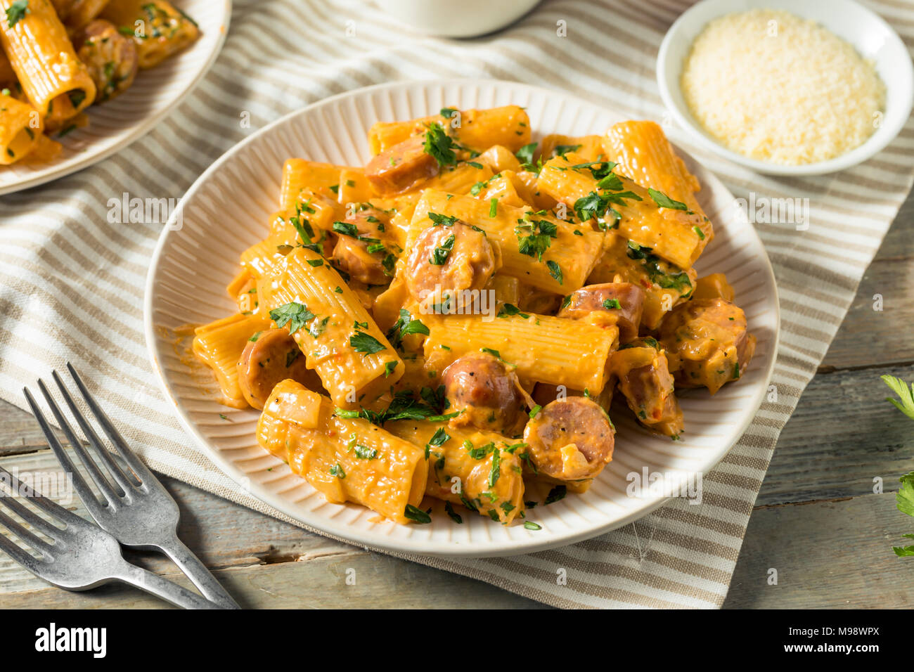 Homemade Sausage and Fennel Rigatoni with Cream Sauce Stock Photo - Alamy