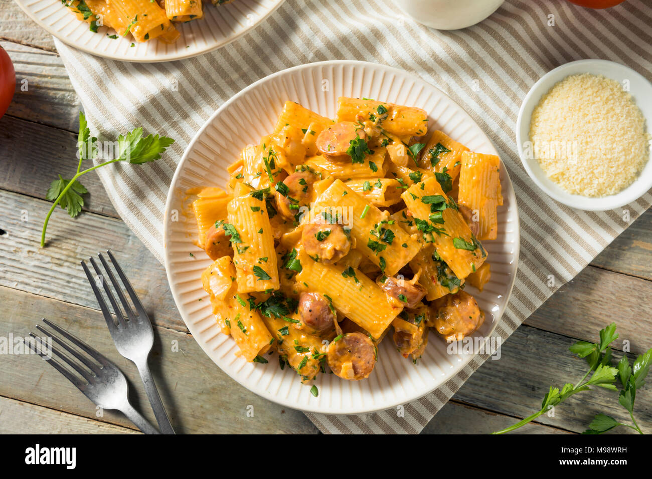 Homemade Sausage and Fennel Rigatoni with Cream Sauce Stock Photo - Alamy