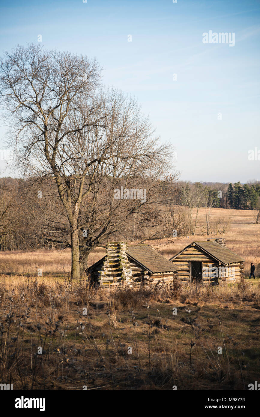 Cabins in the field at Valley Forge National Historical Park in ...