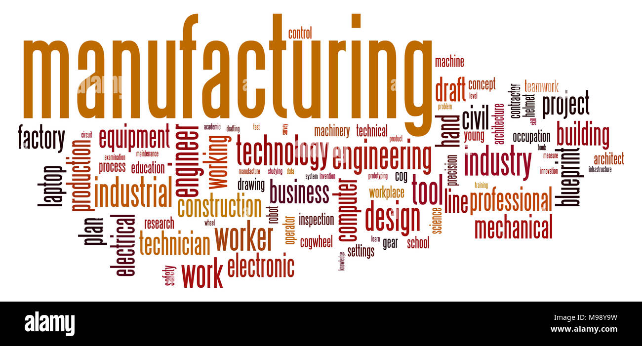 Manufacturing word cloud concept on white background, 3d rendering ...