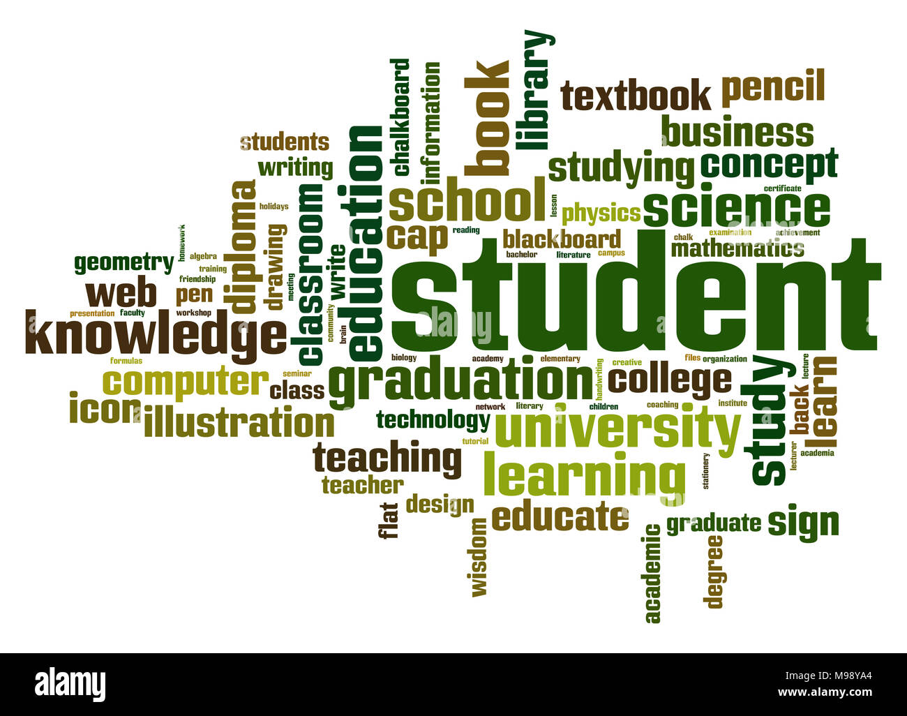 Student word cloud concept on white background, 3d rendering Stock ...