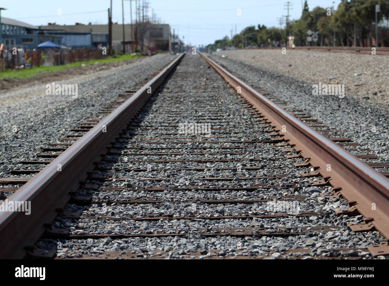 Train Tracks at a Poor Neighborhood California Stock Photo - Alamy