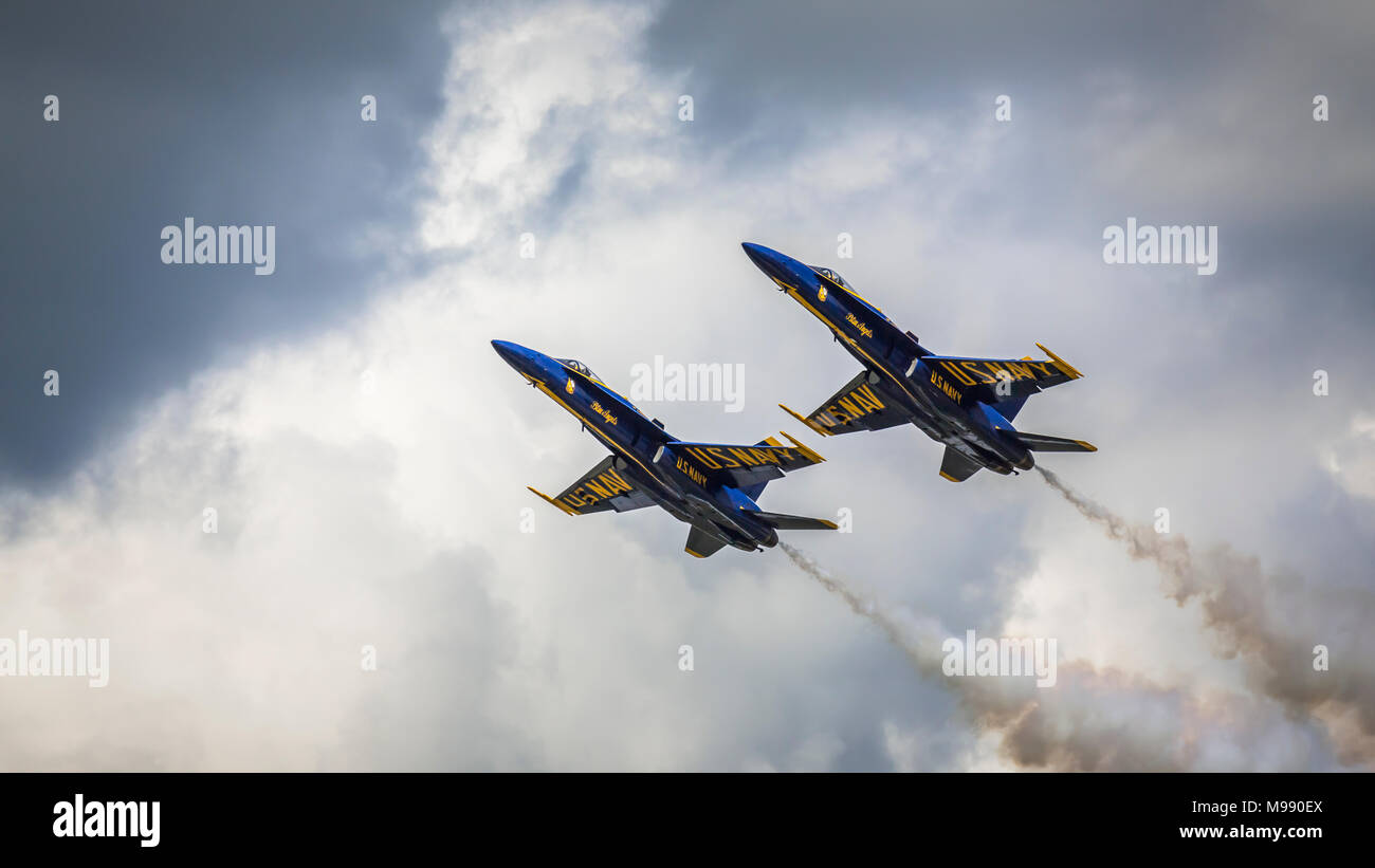 The Blue Angels air acrobatic team at the 2017 Airshow in Duluth ...
